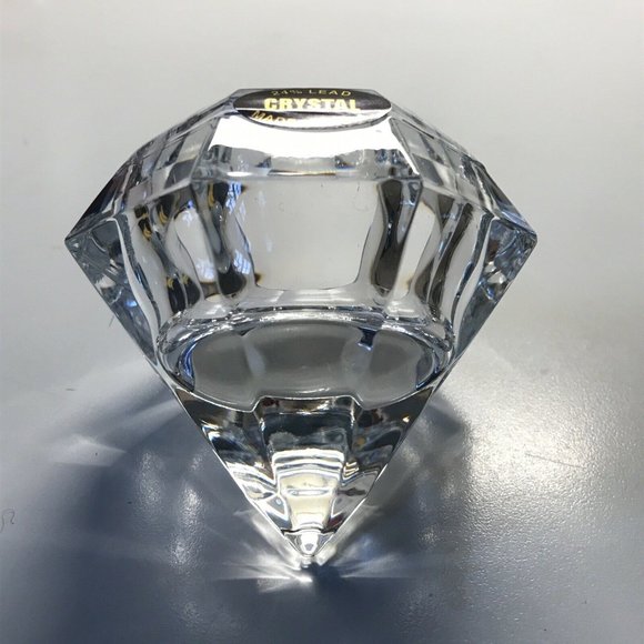 Art | Lead Crystal Glass Diamond Shaped Paperweight Votive Candle ...